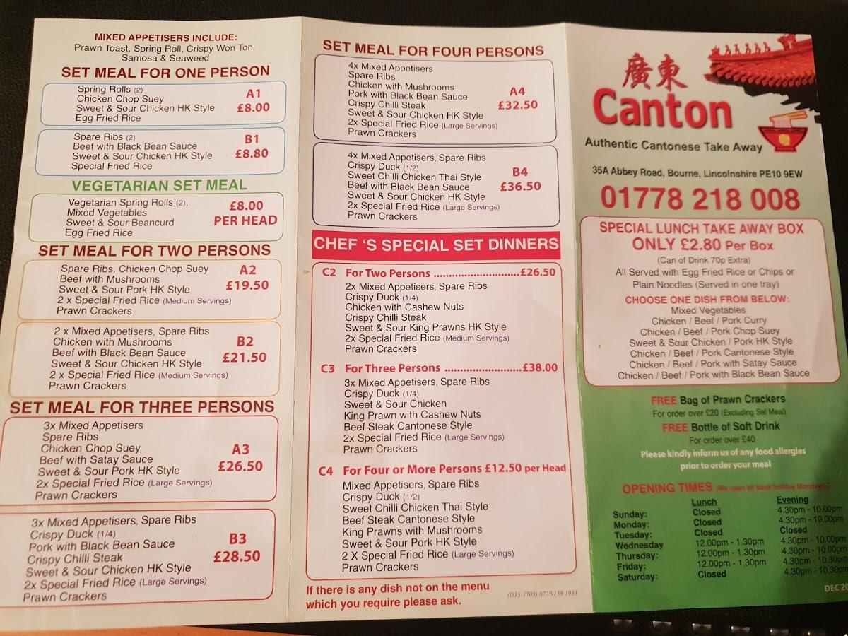 Menu at Golden bridge restaurant, Bourne