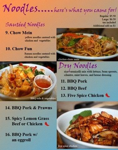 Menu at Noodle Bar, Seaside