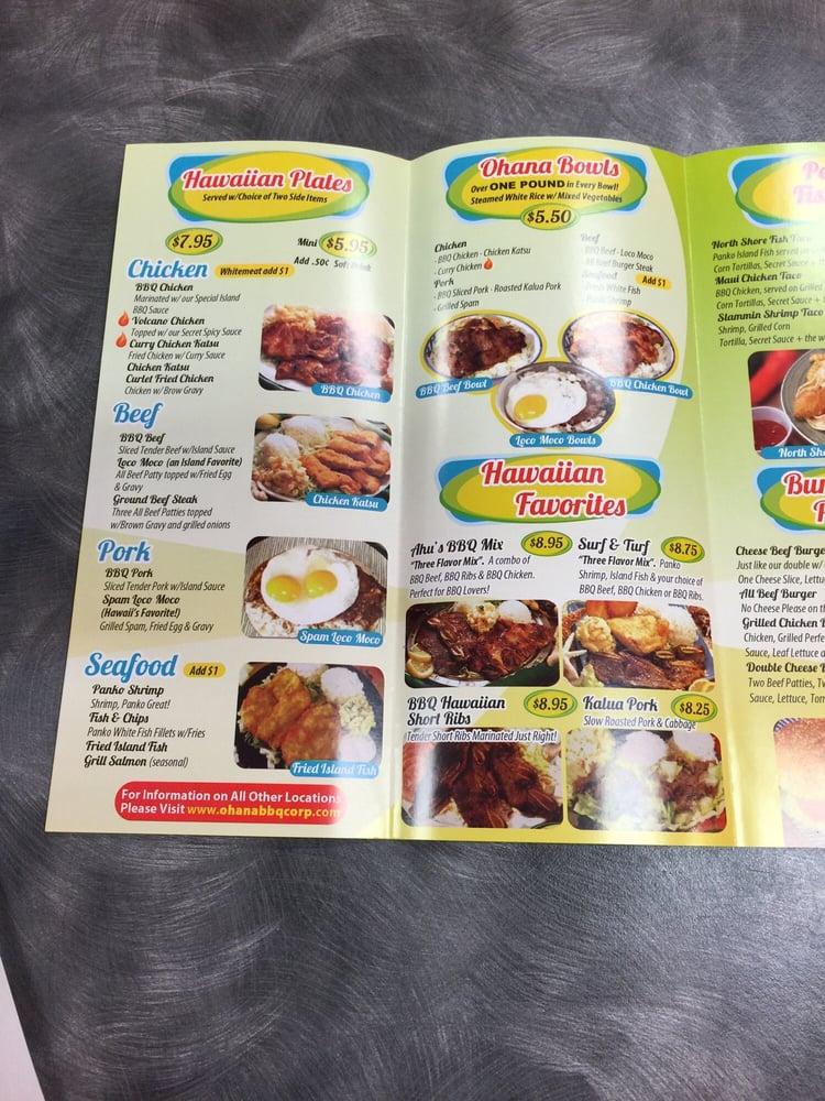 Menu at Ohana Hawaiian BBQ, Suisun City