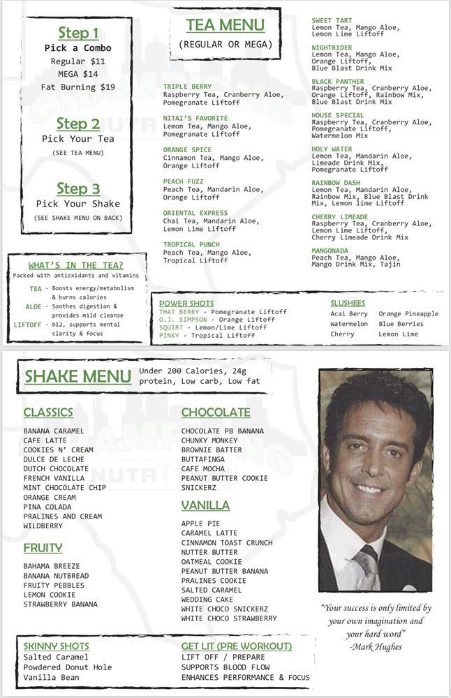 Menu at Champions Nutrition pub & bar, Garland
