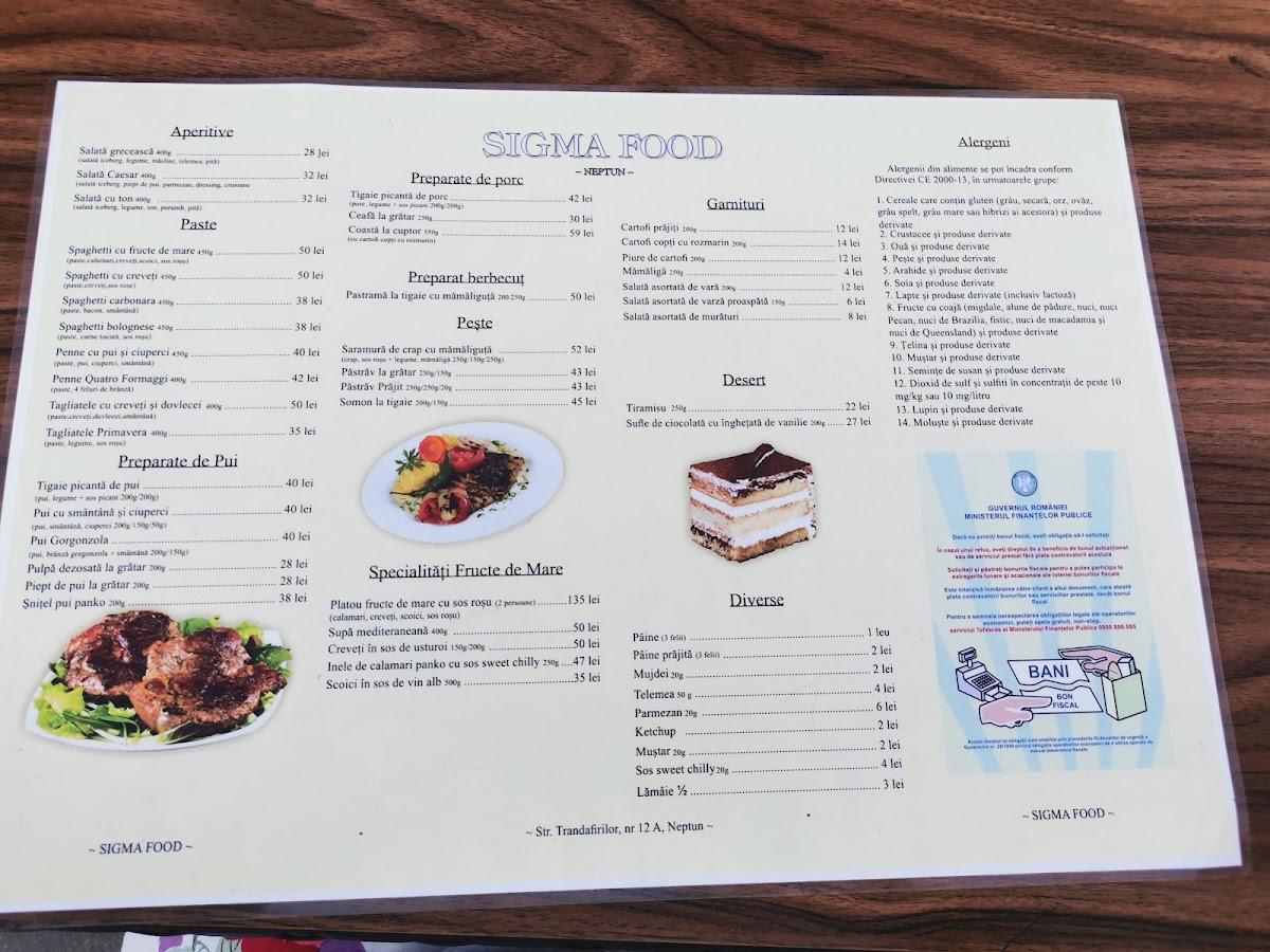 Menu at Sigma Food Neptun, Neptun