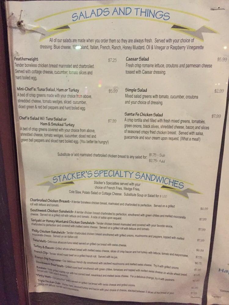 Menu at Stackers Restaurant, Phoenix