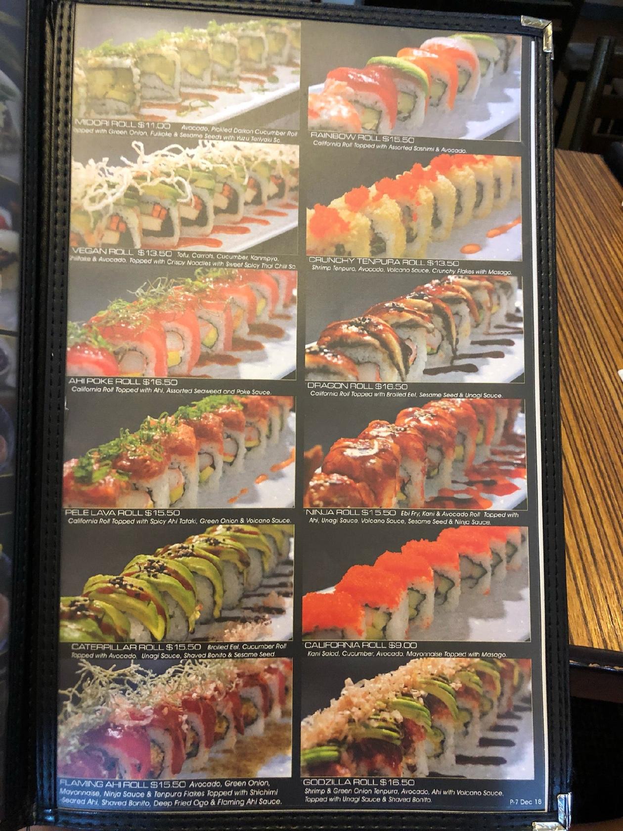 Menu at Gyotaku Japanese Restaurant, Pearl City, 98-1226 Kaʻahumanu St
