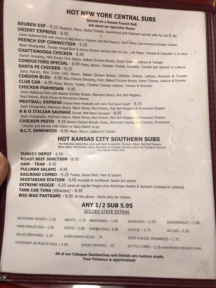 Menu at Loose Caboose Cafe, Willits