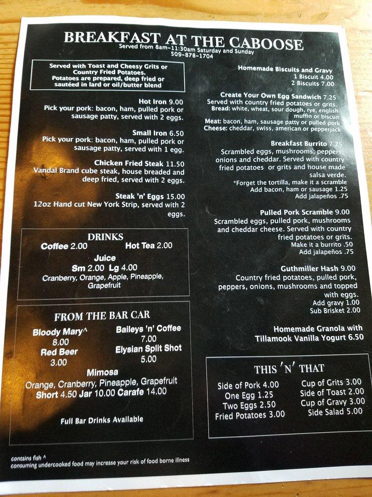 Menu at Palouse Caboose Bar And Grill, Palouse