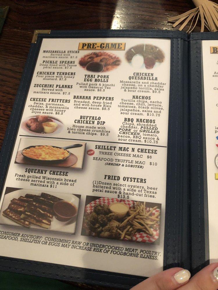 Menu at Varsity Club, Morgantown
