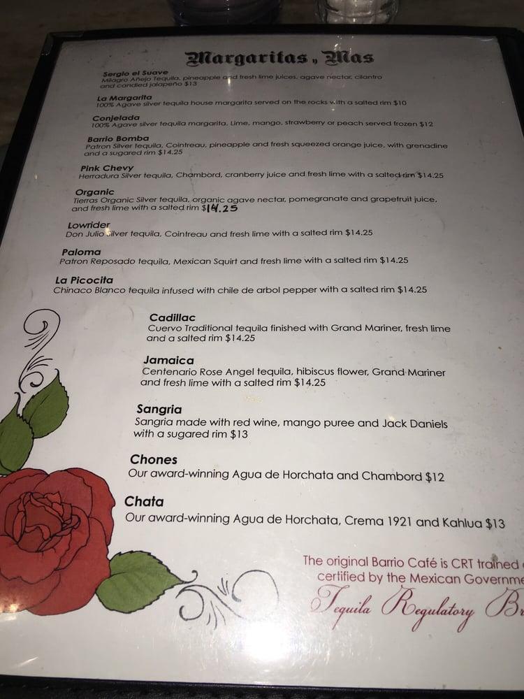 Menu at Barrio Cafe Sky Harbor, Phoenix, East Sky Harbor Boulevard ...