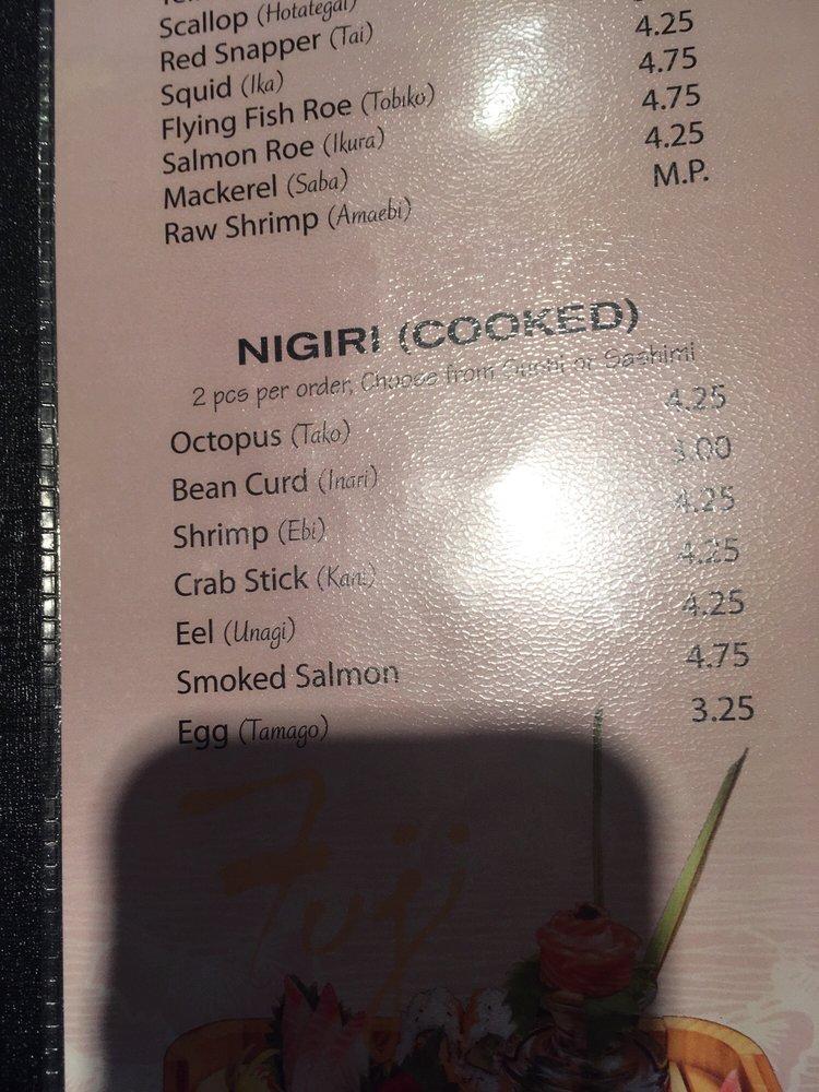 Menu at Fuji Japanese Steakhouse, Chubbuck