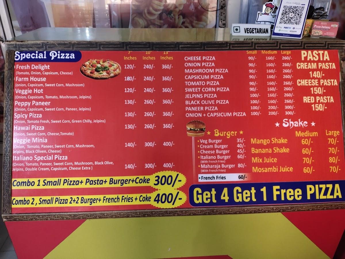 Menu at Pizza Italiano, Taraori
