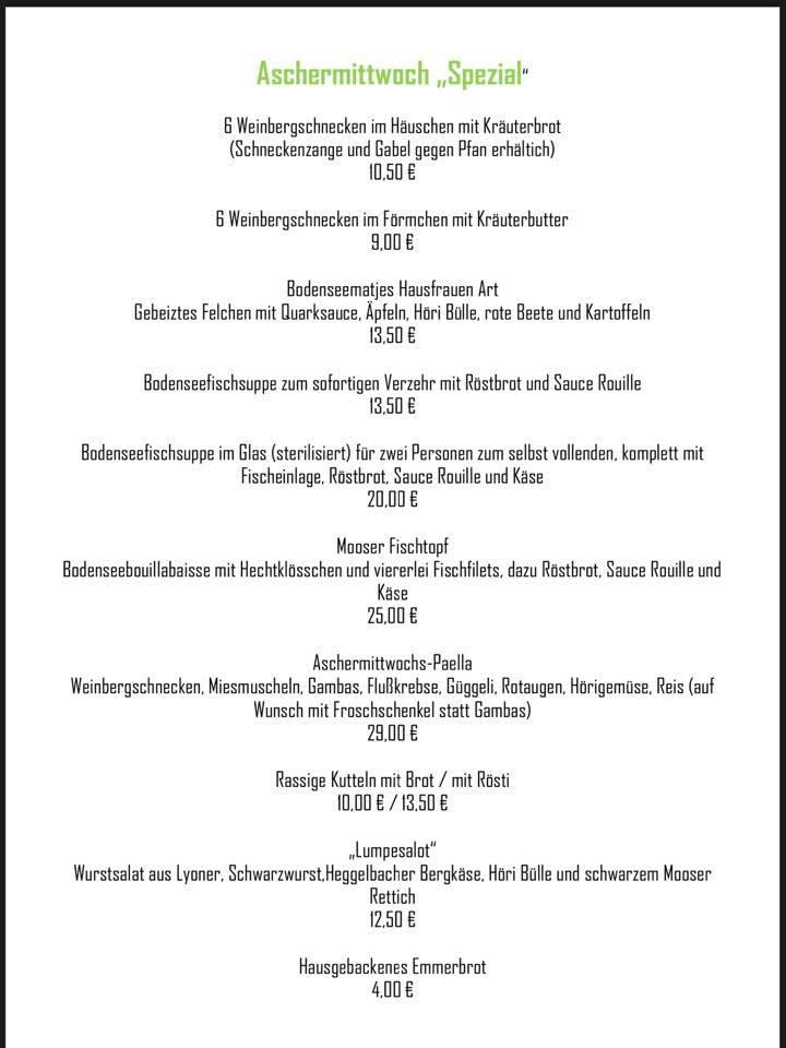 Speisekarte von Grüner Baum restaurant, Moos