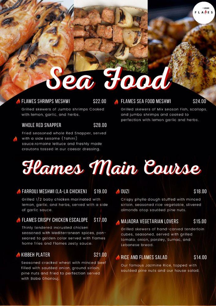 Menu at Flames Mediterranean Bar & Grill - Melbourne, Melbourne
