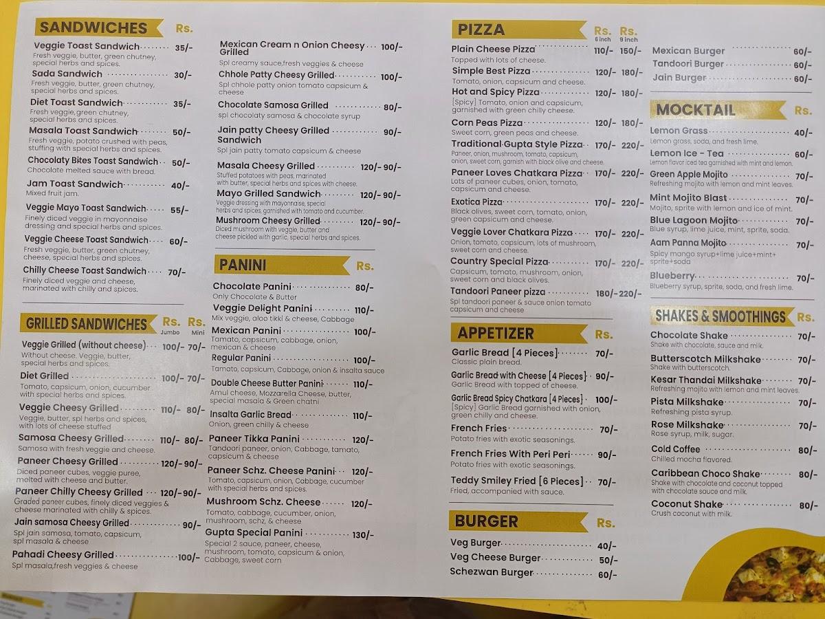 Menu at Gupta Sandwich, Navi Mumbai, Gami Reagan Gami Reagan-Gami Group