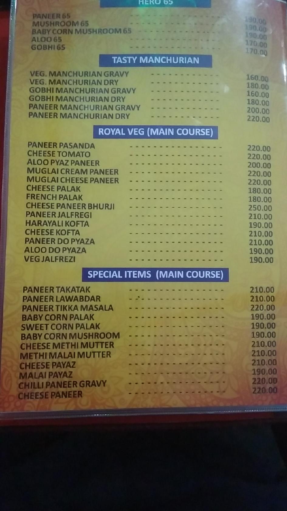 Menu at Hare Rama hare Krishna dhaba, Jaipur, Tonk Rd