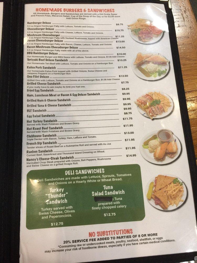 Menu at Nancy's Kitchen pub & bar, Waipahu, 94-1040 Waipio Uka St #14
