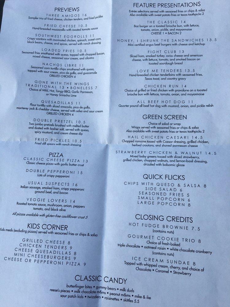 Menu at Star Cinema Grill Vintage Park pub & bar, Houston