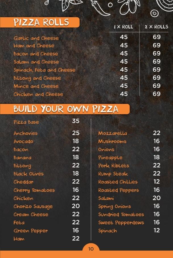 Menu at 360 Degrees Pizzeria, Bloemfontein, Shop 1