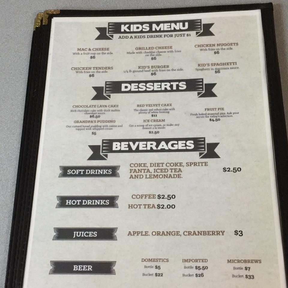 Menu at Big Sur Restaurant, Cambria