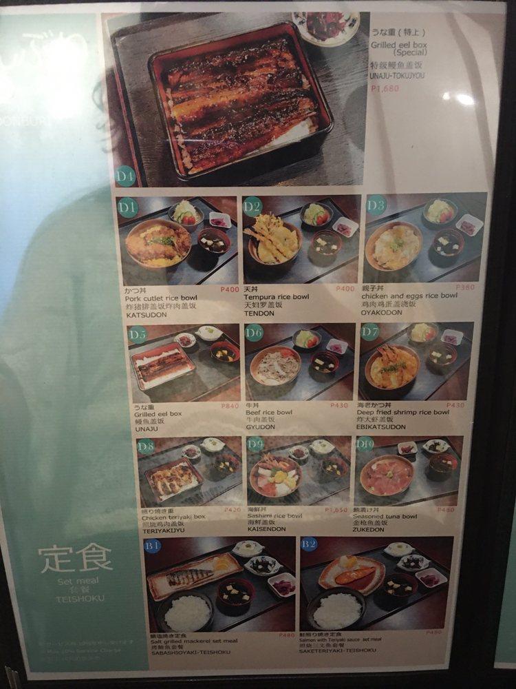Menu at Chiba Japanese Restaurant, Mabalacat