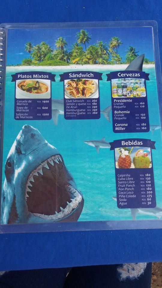 Carta del restaurante El Tiburon, Sosúa