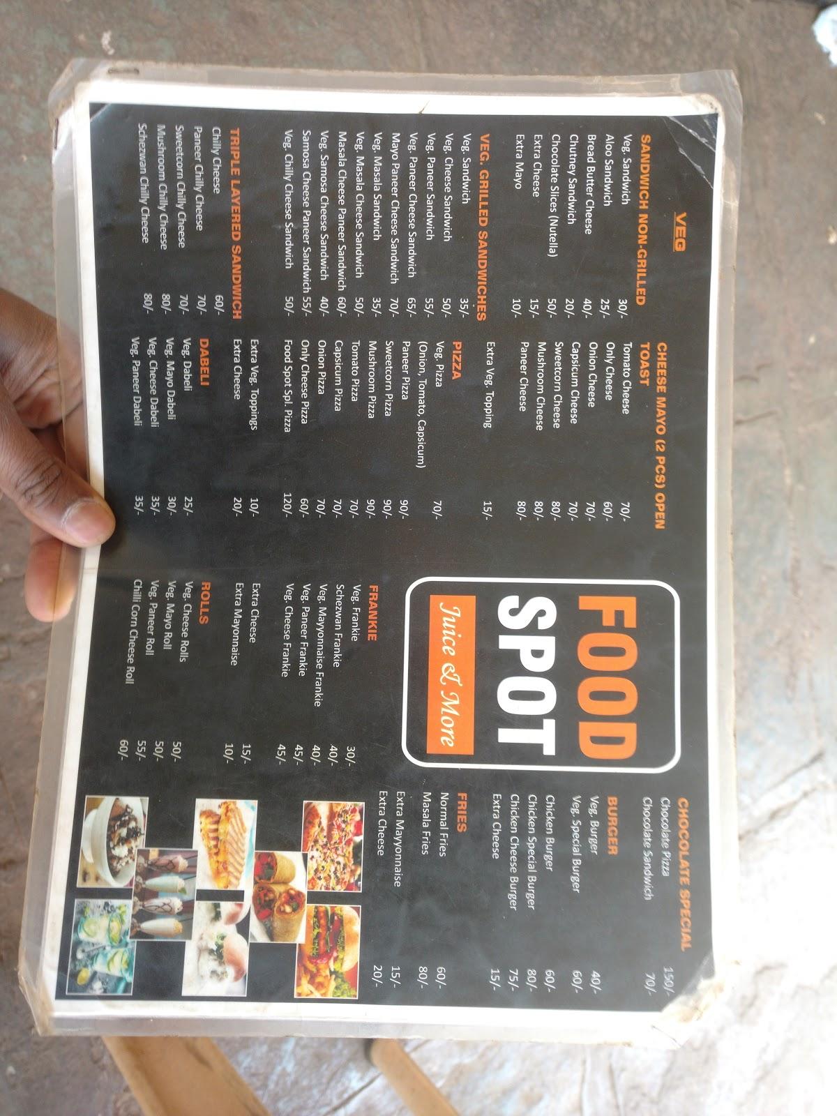 Menu at FOOD SPOT, Vasco da Gama