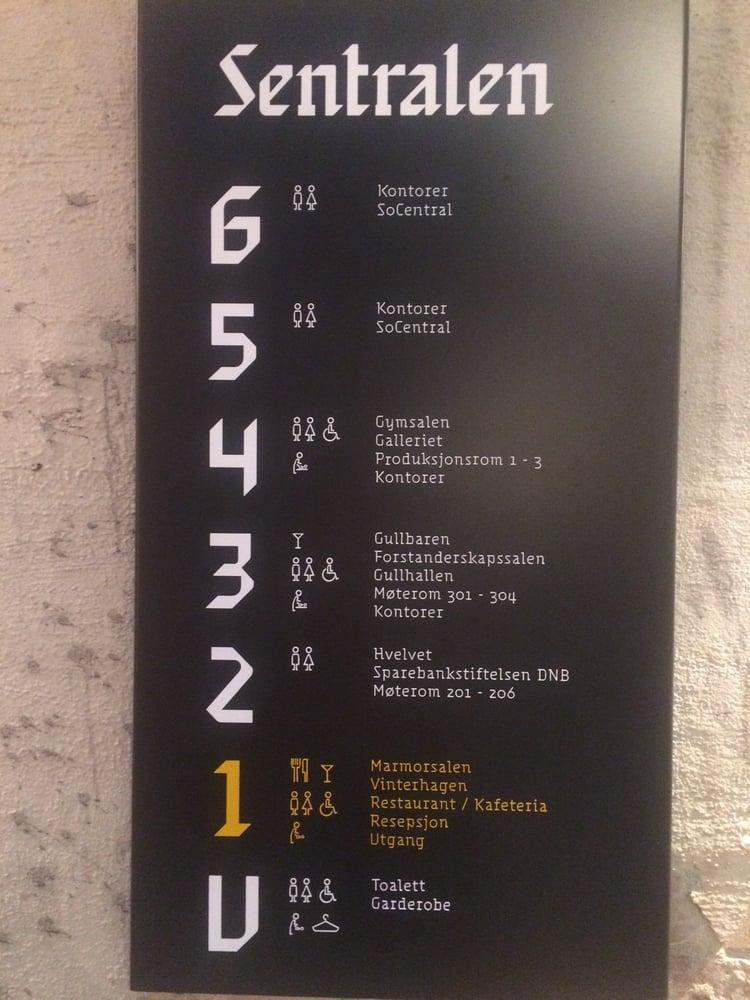 Menu at Sentralen restaurant, Oslo