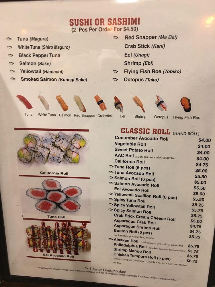 Menu at Yamato Steakhouse of Japan, Defiance