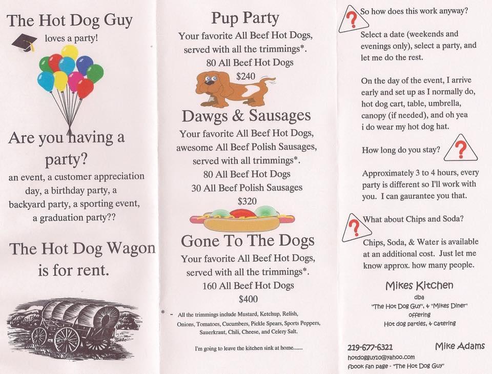 Menu at Damo's Dogs Hot Dog Carts Crown Point IN restaurant, Crown Point