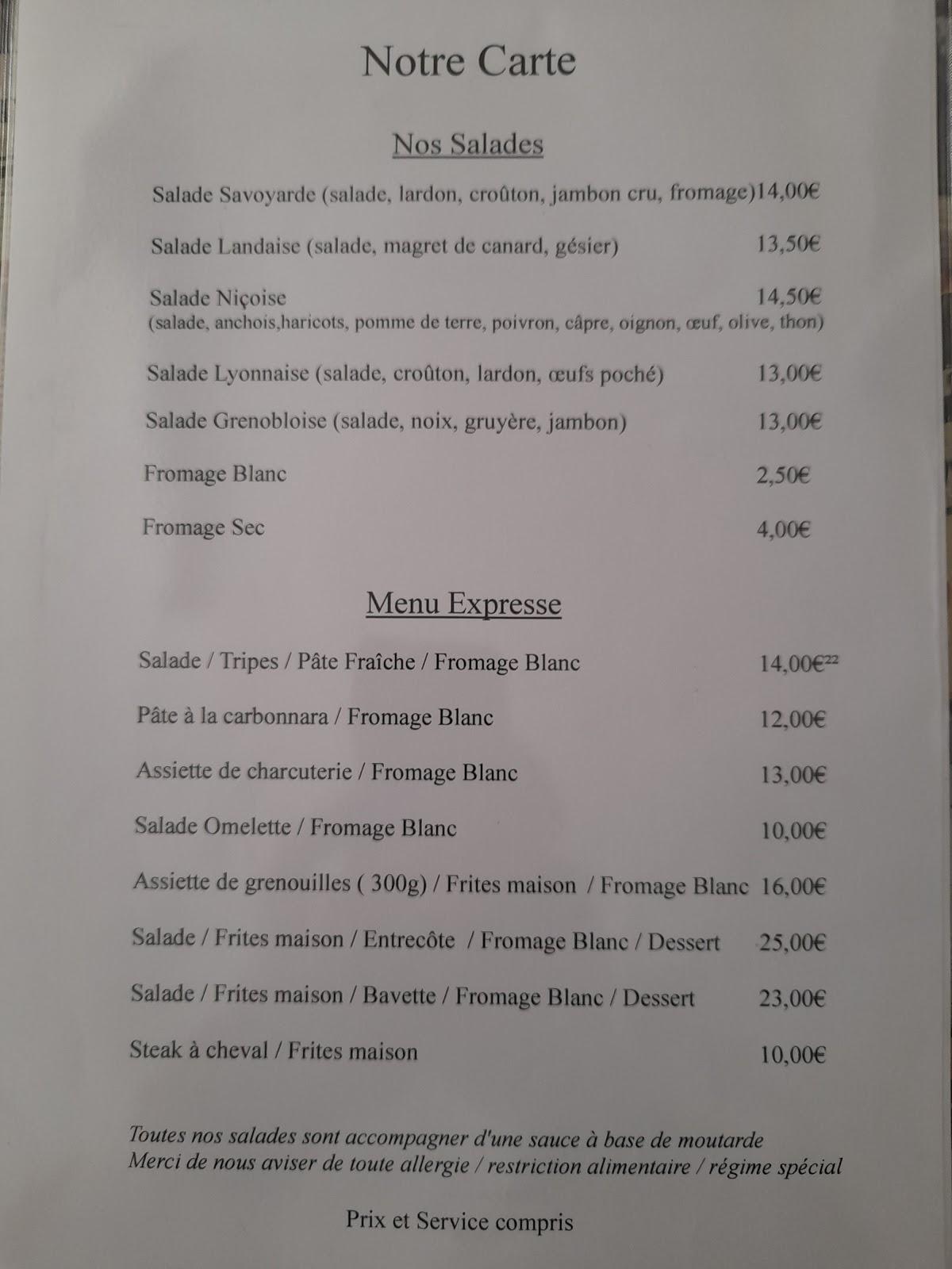 Menu at Restaurant Les Roses, Saint-Bueil