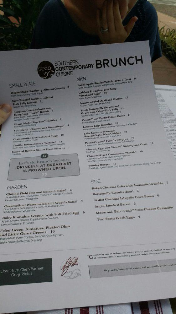 Menu at Soco Restaurant, Orlando