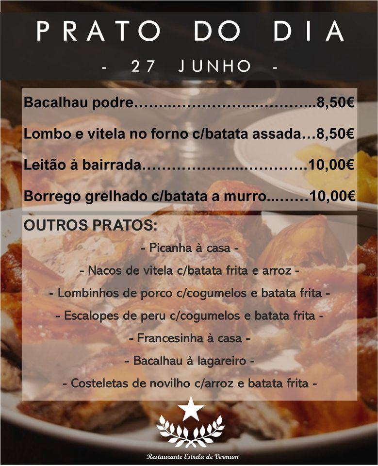 Menu em Estrela de Vermum restaurante, Viseu