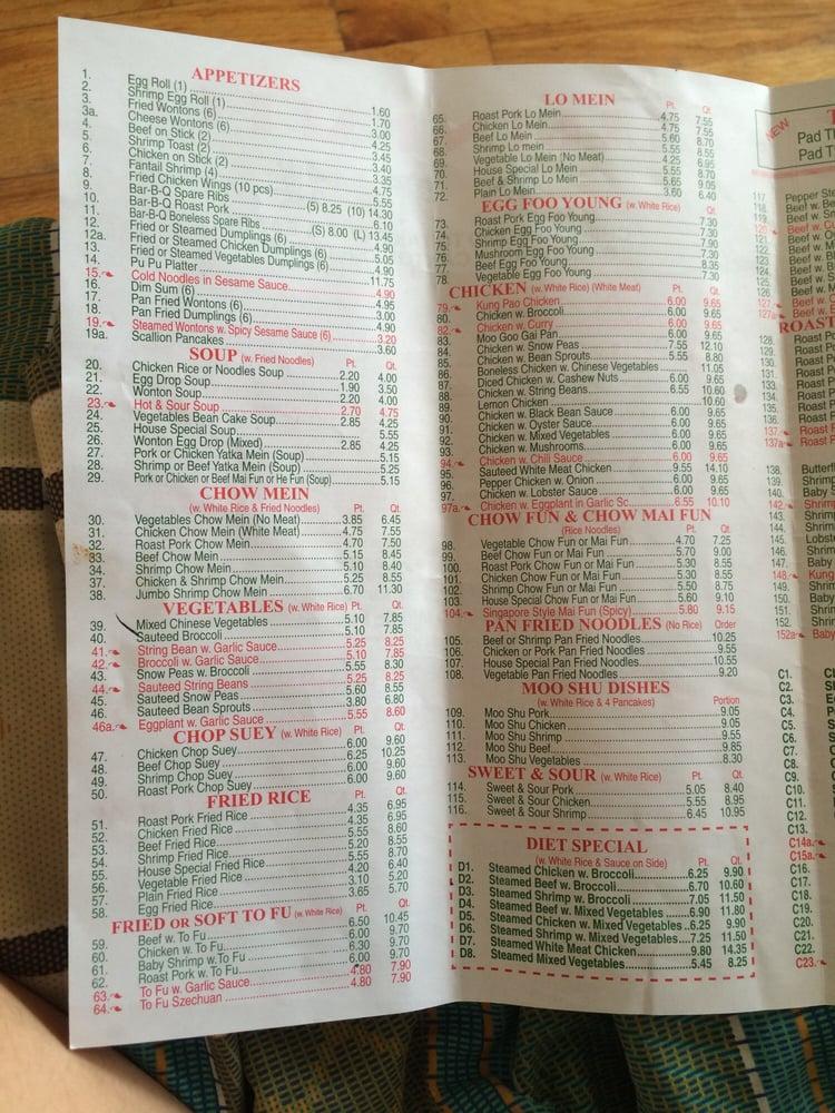 Menu at Golden Harbor restaurant, New York City