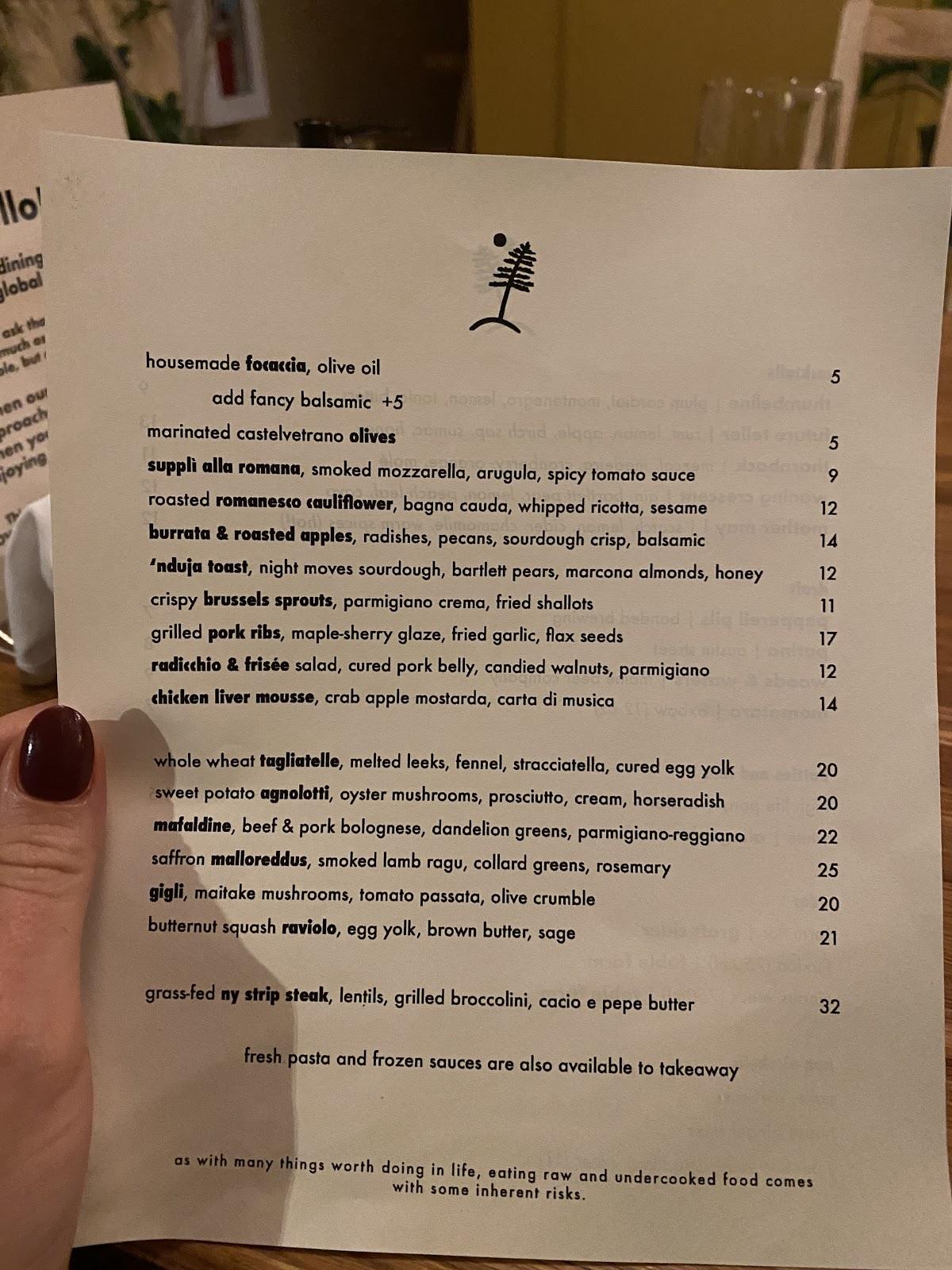 Menu at Leeward desserts, Portland