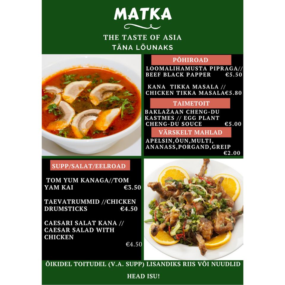 Menu at MATKA RESTAURANT, Tallinn