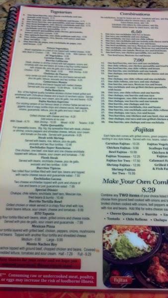 Menu at Monte De Rey Mexican Restaurant, Clemmons, Harper Rd