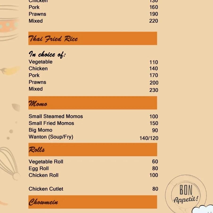 Menu at THE WHOO restaurant & HOMESTAY, Shillong