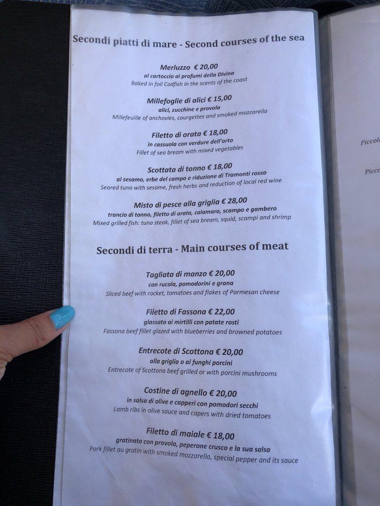 Menu da Amalfi Terminal pub & bar, Amalfi