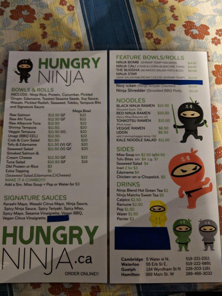 Menu at Hungry Ninja restaurant, Waterloo