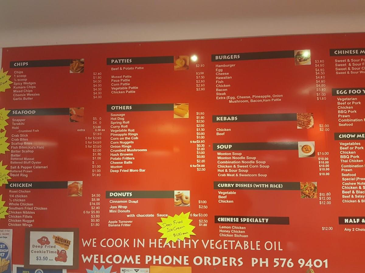 Menu at Master Fish 'N' Chicken fast food, Tauranga