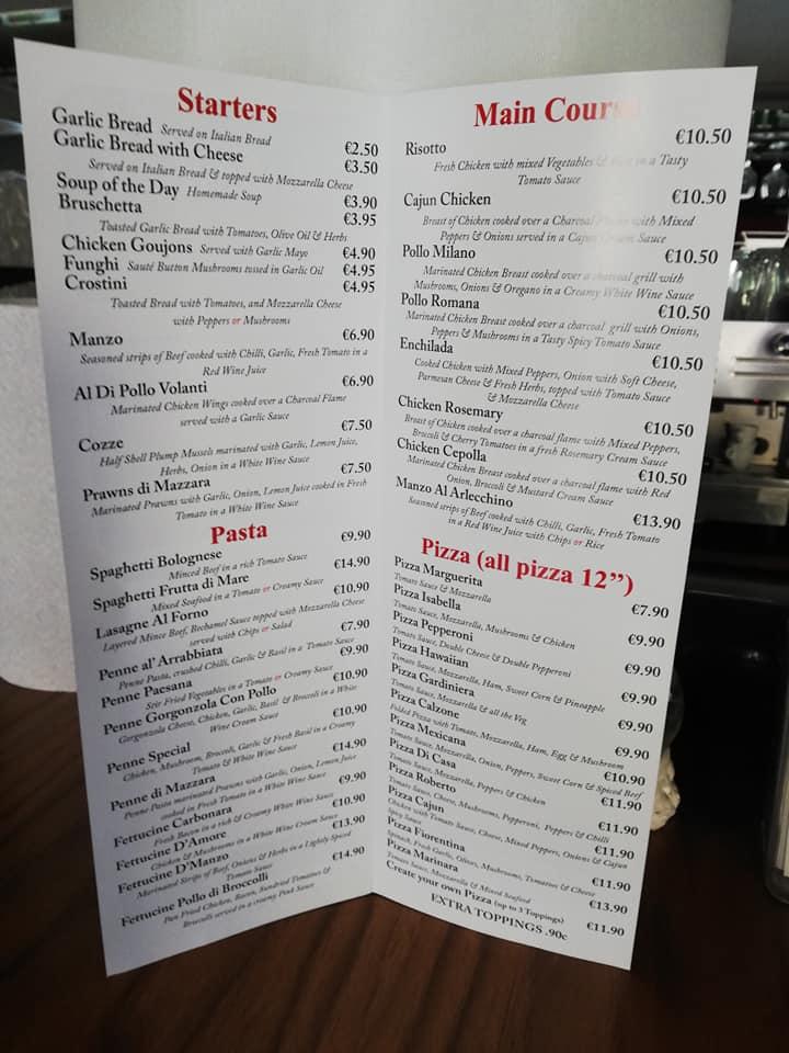 Menu at Roberto's Italian Restaurant, Ratoath