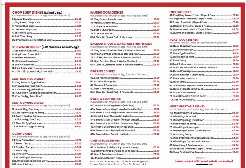 Menu at Bo Wah Chinese restaurant, Scarborough