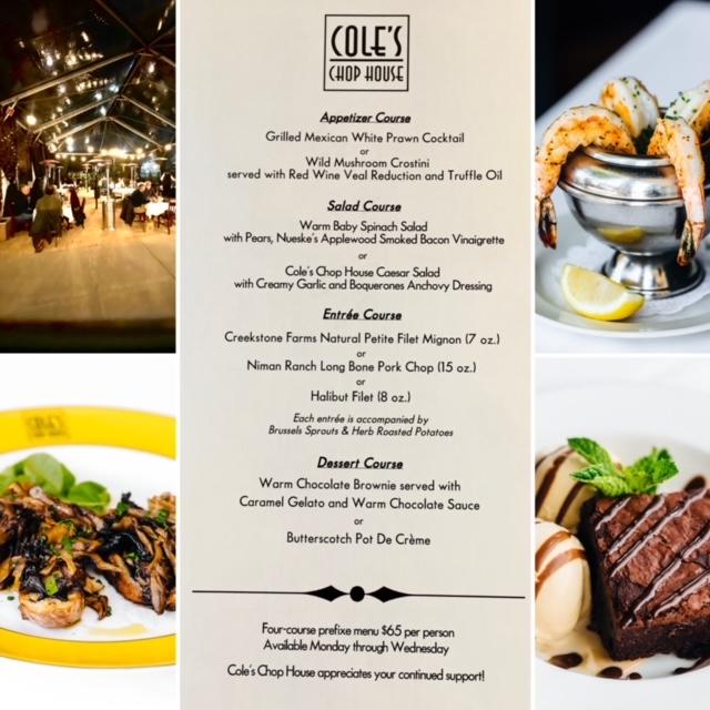 Menu at Cole's Chop House pub & bar, Napa