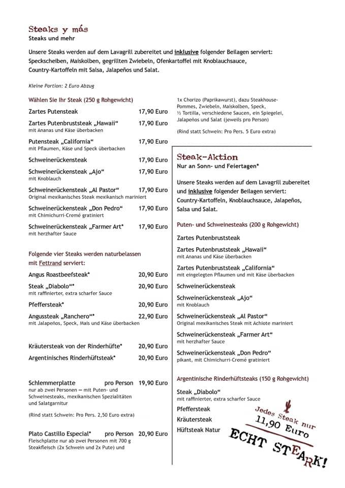 Speisekarte von El Castillo pub & Bar, Albstadt, Bahnhofstraße 20