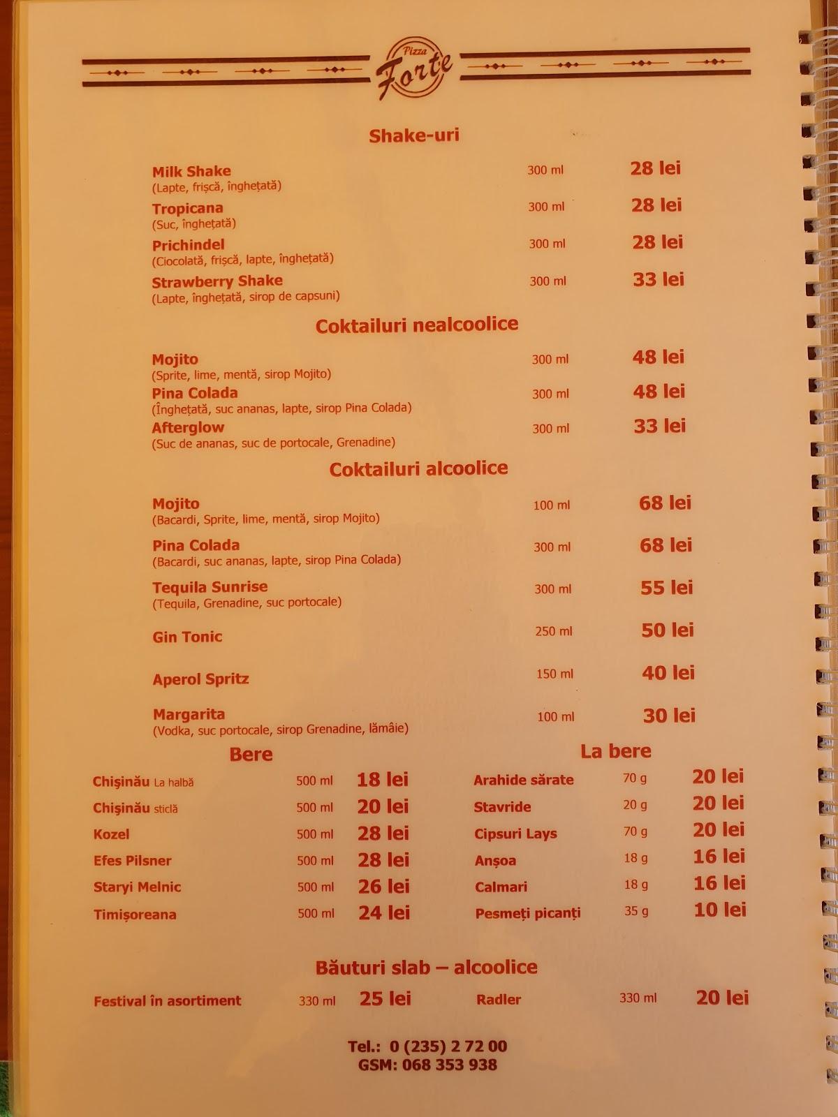Speisekarte von Forte Pizza, Orhei