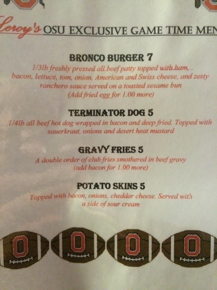 Menu at Leroy's of Wooster pub & bar, Wooster