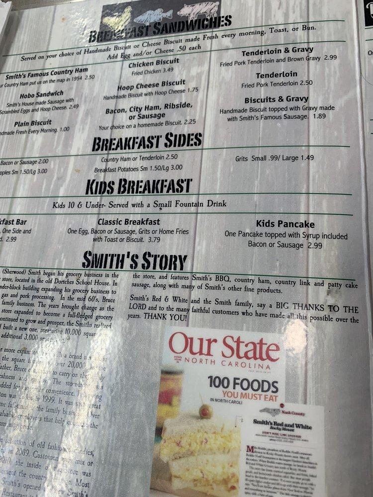 Menu at Smith's Restaurant, Rocky Mount, N Halifax Rd