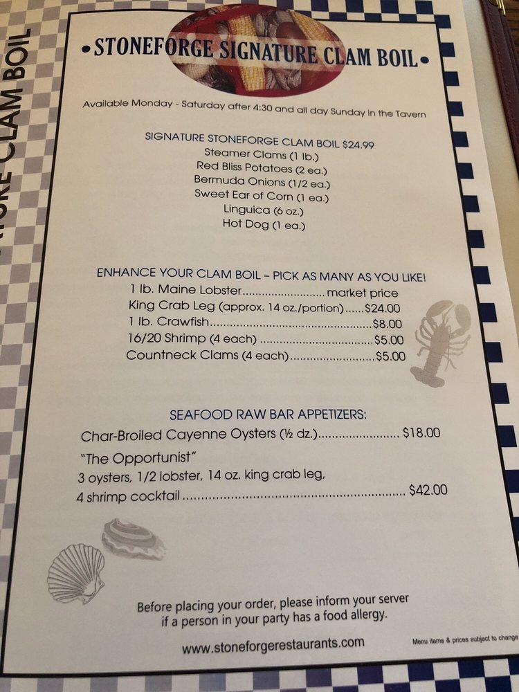 Menu at Stoneforge Tavern & Publick House, Raynham