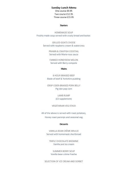 Menu at Tempest Arms pub & bar, Waddington