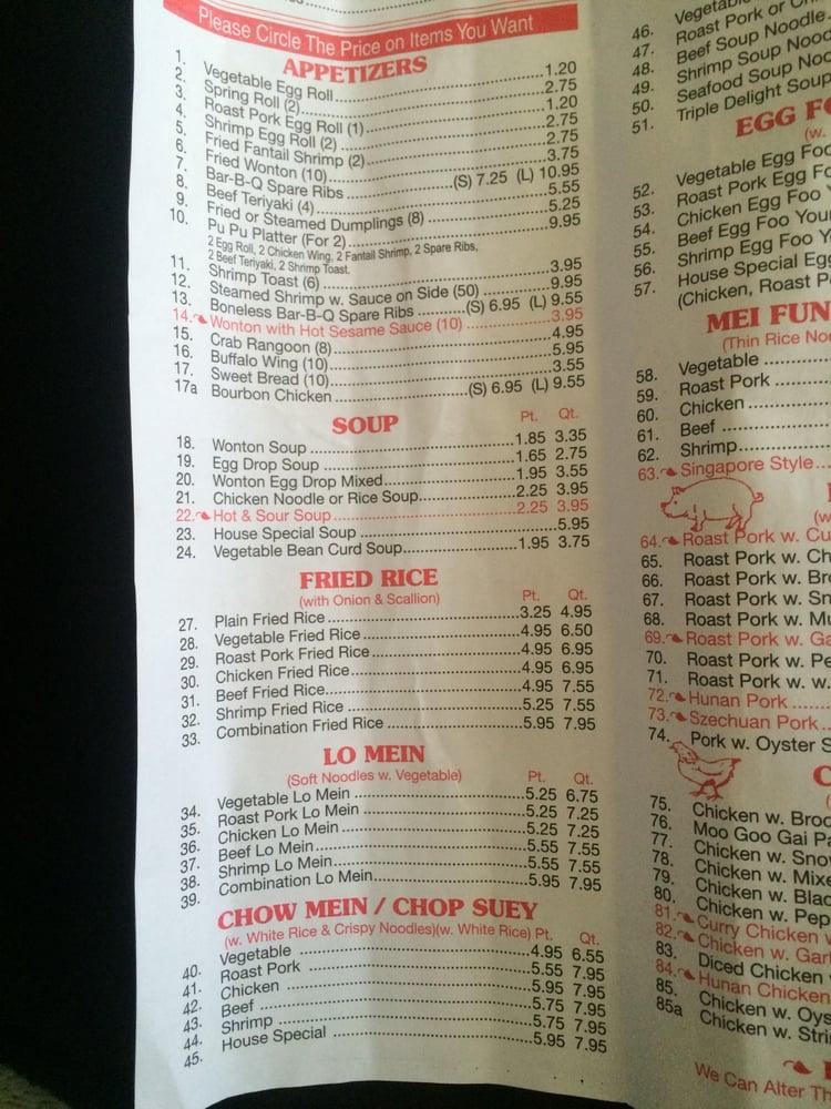 Menu at Top Chef restaurant, Fredericksburg