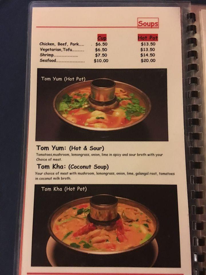 Menu at A Taste of Thai restaurant, Hailey