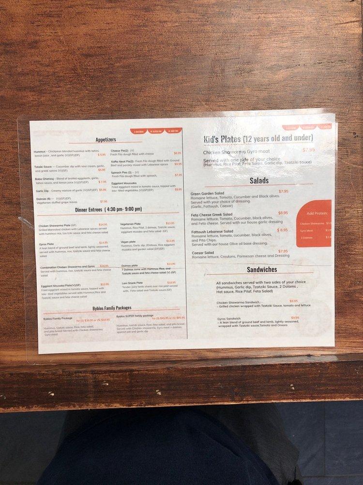 Menu at Byblos Express Greek & Lebanese (Highlands Ranch) restaurant ...